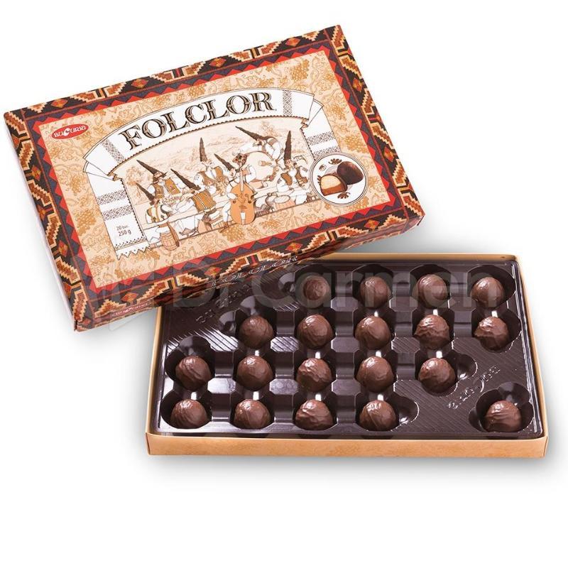 Bomboane Bucuria Folclor cu Aroma de Cafea si Glazurate cu Ciocolata, 250 g