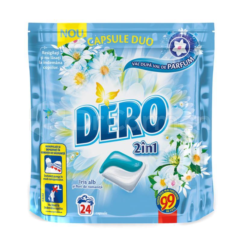 Detergent Dero Duo Capsule, Iris Alb 24 x 24 g